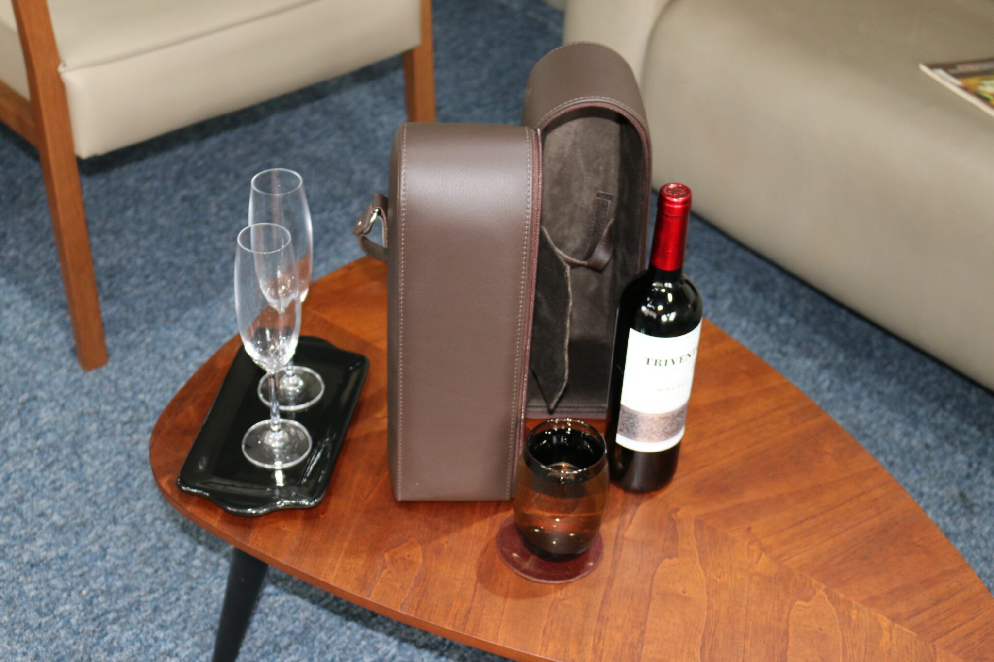 Porta-vinhos de Couro para 2 garrafas - Wine Bag - Timing